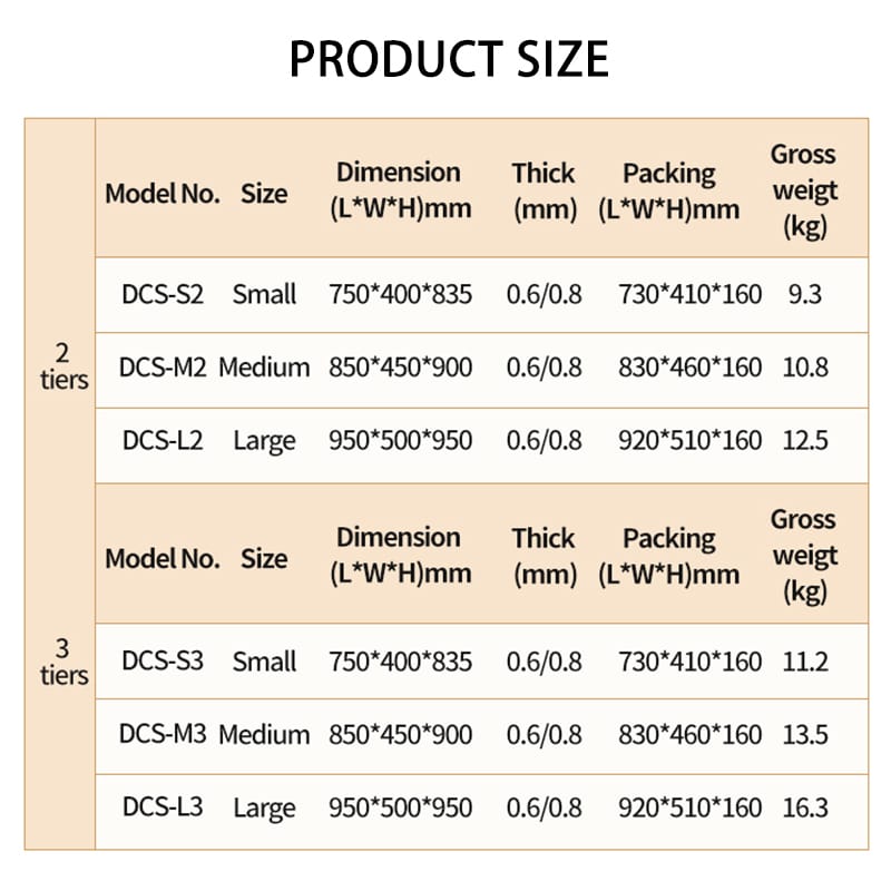 2, 3 Tiers Square Tube Utility Trolley Cart